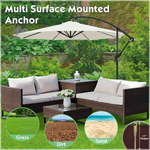 DAKEPOLE Patio Ground Beach Sand Umbrella Anchor,Rust Free Outdoor Beach Sand Umbrella Base with Ground Anchor Screw for Sun Protection, Shade,Universal Fits Flag Pole Umbrella Holder Stand