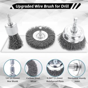 Wire Brush for Drill Set 21 Pcs, Abrasive Wire Wheel for Drill 1/4 Inch Hex Shank, Wire Cup Brush for Drill, Drill Wire Brush Coarse Crimped Carbon Steel, Wire Brush Drill Attachments by Double Elite