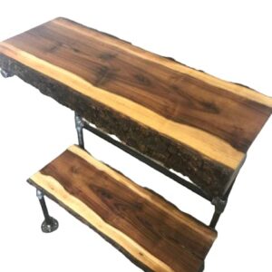 2 Tier Black Walnut Rustic Bar Cart