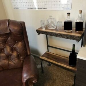 2 Tier Black Walnut Rustic Bar Cart