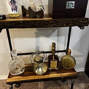 2 Tier Black Walnut Rustic Bar Cart