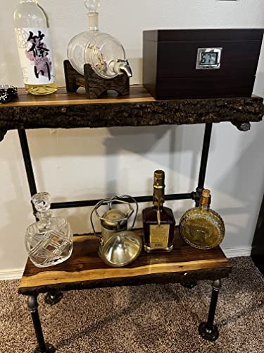 2 Tier Black Walnut Rustic Bar Cart