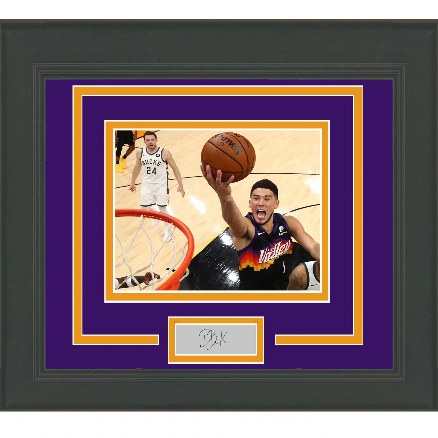 Framed Devin Booker Facsimile Laser Engraved Signature Auto Phoenix Suns 15x16 Basketball Photo