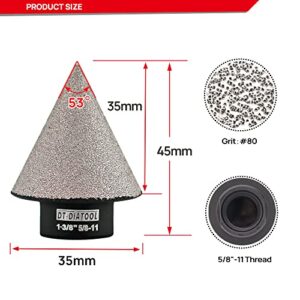 DT-DIATOOL Diamond Beveling Chamfer Bits - Diamond Countersink Drill Bit 1-3/8 Inch x 5/8"-11 Thread for Enlarging Trimming Shaping Existing Holes of Granite Marble Porcelain Tiles,Size 35mm