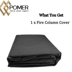 POMER Fire Column Cover, 24inch Round Fire Pit Cover for Outdoor Column Fire Bowl Waterproof Propane Gas Fire Pit Cover - 24" D x 27" H