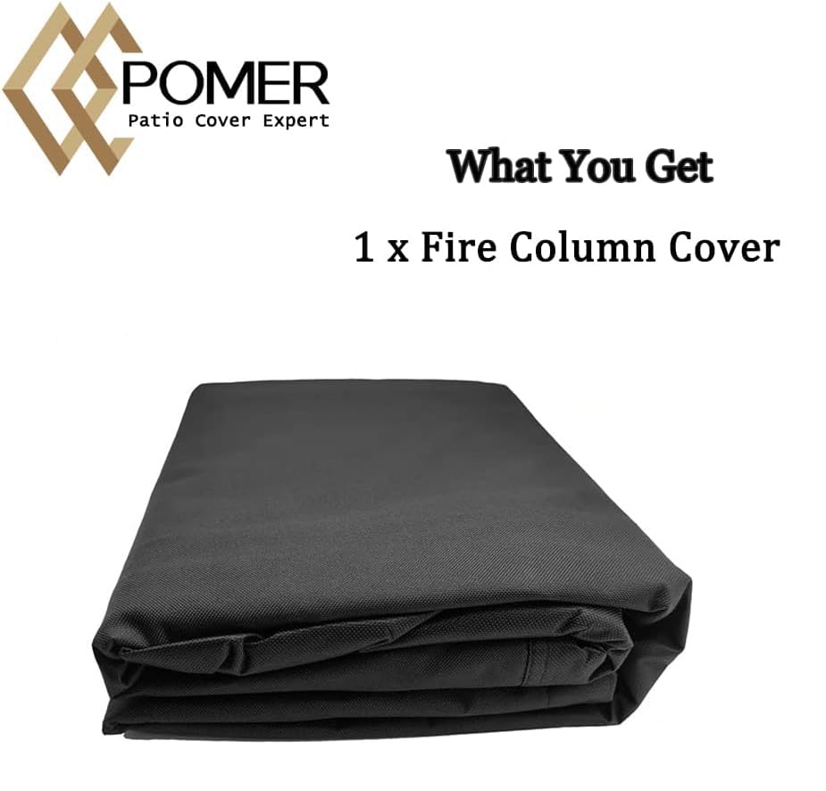 POMER Fire Column Cover, 24inch Round Fire Pit Cover for Outdoor Column Fire Bowl Waterproof Propane Gas Fire Pit Cover - 24" D x 27" H