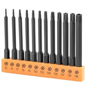 inpower torx bit set, 12-piece security bit set, s2 steel tamper proof star bit set with bit holder, 3" long drill bit, 1/4" hex shanks