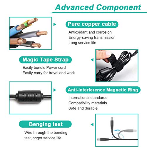 HKY 90W/65W Universal AC Adapter Laptop Charger Replacement for Dell HP Acer Asus Lenovo IBM Toshiba Samsung Sony Fujitsu Gateway Notebook Computer Chromebook TV Monitor Speaker Power Supply Cord