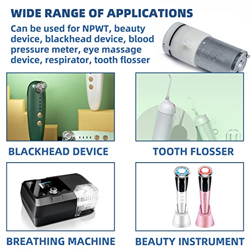 YOGULGUL Mini Air Pump 12V DC, Micro Water Pump Motor with 2 Hose Clamps, Vacuum Pumping Booster for Treatment Instrument 1 PCS