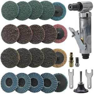 1/4" air die grinder with 20 pcs sanding discs, right angle, ergonomic grip, polished angle pneumatic die grinder, air die grinder kit