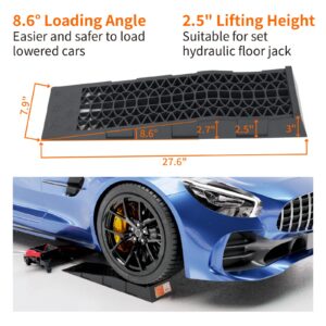 OULEME Low Profile Car Service Ramp with Anti-Slip Pads, 2-1/2" Lifting Height, 4 Pack, Portable for Lift Lowered Low Down Rise Clearance Racing Sports Car Vehicle Maintenance