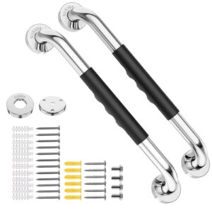 grab bars for bathroom, aolloa shower grab bar 16inch sus304 stainless steel anti slip bathroom handicap grab bars, applicable to bathroom shower (silver 2pack)