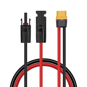 allpowers mc-4 female and male connector to xt60 adapter cable, compatible with all mc-4 output solar panels and eco river/delta solar generators (xt60 input)