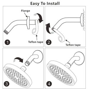 Eolax 6 Inch Shower Arm and Flange, Made of Stainless Steel, Wall-Mounted For Fixed Shower Head & Handheld Showerhead Mounts (6" Chrome)