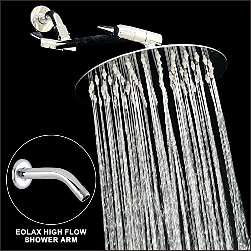 Eolax 6 Inch Shower Arm and Flange, Made of Stainless Steel, Wall-Mounted For Fixed Shower Head & Handheld Showerhead Mounts (6" Chrome)