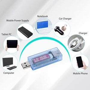 JESSINIE KWS-V20 USB Tester Voltmeter Ammeter Multimeter 3-9V 0-3A LCD Digital Display Power Battery Tester for Power Capacity Mobile Phone Charger with Blue Shell