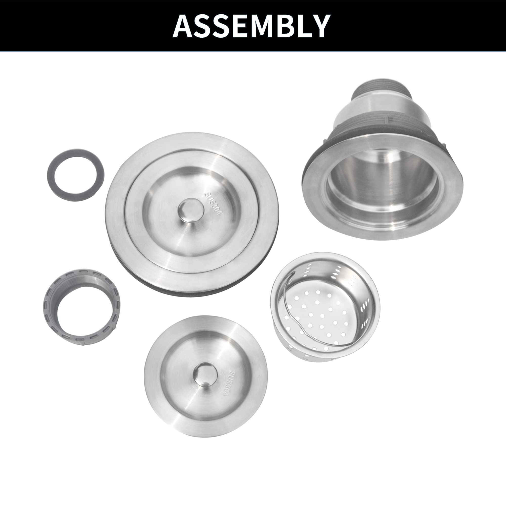 LYNNADO Sink Strainer Kitchen Sink Drain Assembly Kit 3-1/2 Inch with Kitchen Sink Drain Basket,304 Stainless Steel Sink Stopper & Cover Lid，Stainless Steel Brushed