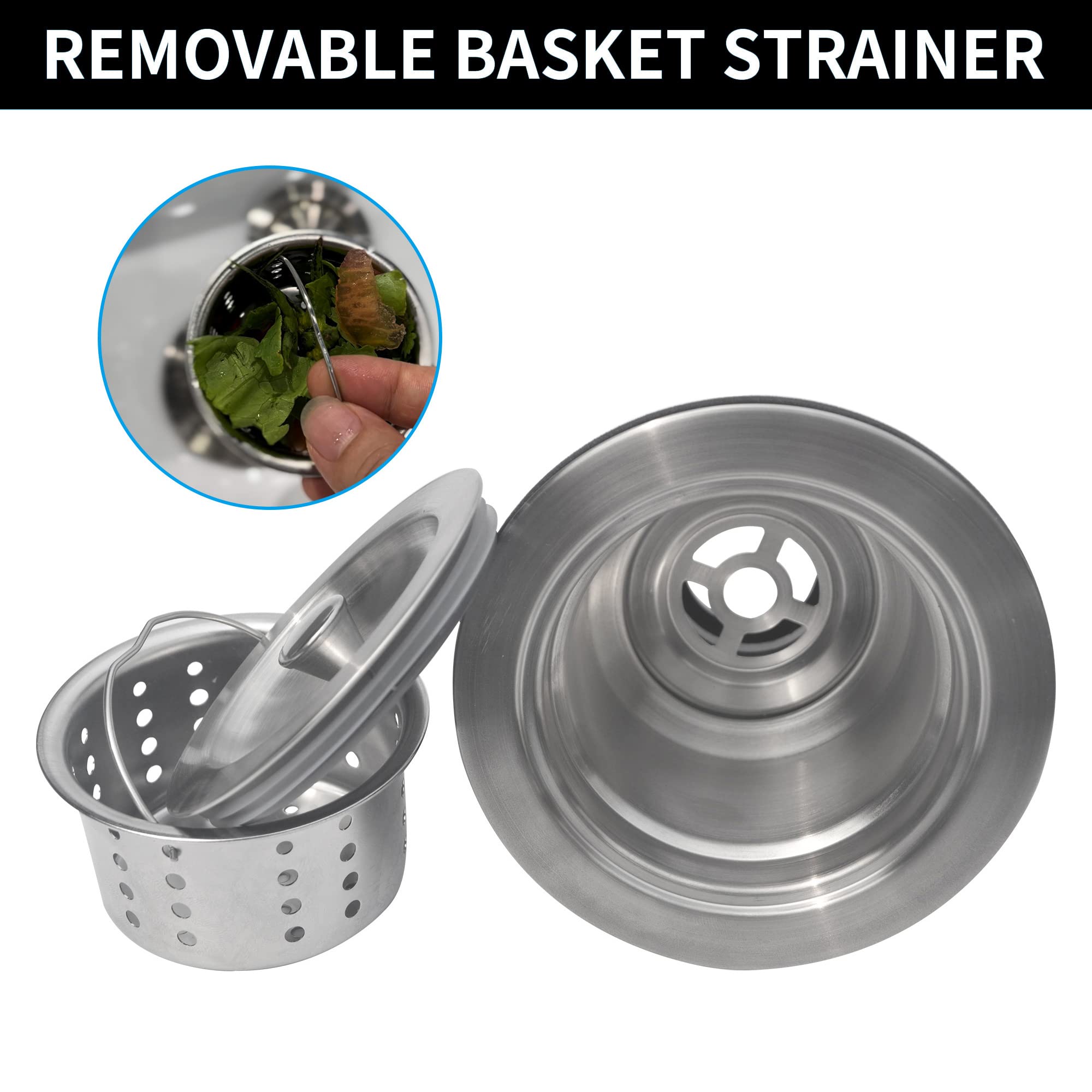 LYNNADO Sink Strainer Kitchen Sink Drain Assembly Kit 3-1/2 Inch with Kitchen Sink Drain Basket,304 Stainless Steel Sink Stopper & Cover Lid，Stainless Steel Brushed