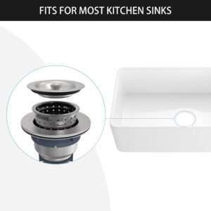 LYNNADO Sink Strainer Kitchen Sink Drain Assembly Kit 3-1/2 Inch with Kitchen Sink Drain Basket,304 Stainless Steel Sink Stopper & Cover Lid，Stainless Steel Brushed