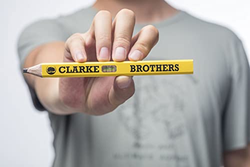 Clarke Brothers Carpenter Pencils Set of 6Pcs – Construction Pencils with Built In Spirit Level – Premium Carpenter Tools for Builders, Contractors, Enthusiasts – Durable Wood