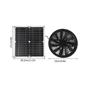 Solar Panel Powered Fan, 10in 100W Waterproof Solar Exhaust Fan 3000 RPM Mini Round Ventilator Case for Greenhouse, Chicken Coop, Dog House, Camping, RV, Double Rust