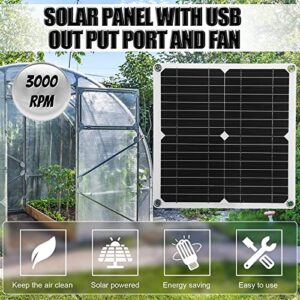 Solar Panel Powered Fan, 10in 100W Waterproof Solar Exhaust Fan 3000 RPM Mini Round Ventilator Case for Greenhouse, Chicken Coop, Dog House, Camping, RV, Double Rust