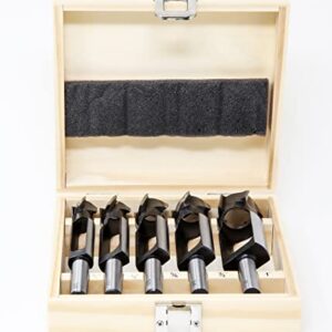 WEN DB051T 5-Piece Tenon and Deep Plug Cutter Drill Bit Set with Carrying Case