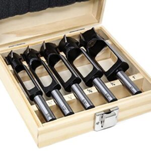 WEN DB051T 5-Piece Tenon and Deep Plug Cutter Drill Bit Set with Carrying Case