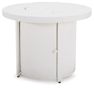 signature design by ashley outdoor sundown treasure round fire pit table, white