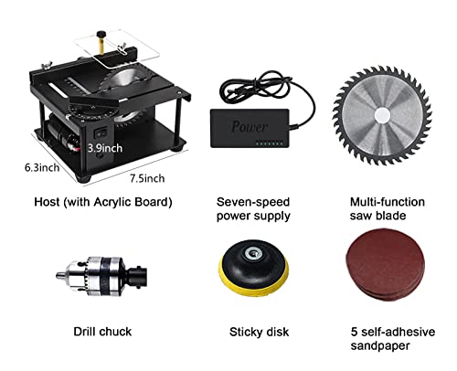 Mini Table Saw Multifunctional Small Table Saw | Cutting | Sanding | Engraving | Drilling | All-in-One Machine, Precision Craftsman Table Saw,7 Levels of Speed,0-90° Angle Adjustment