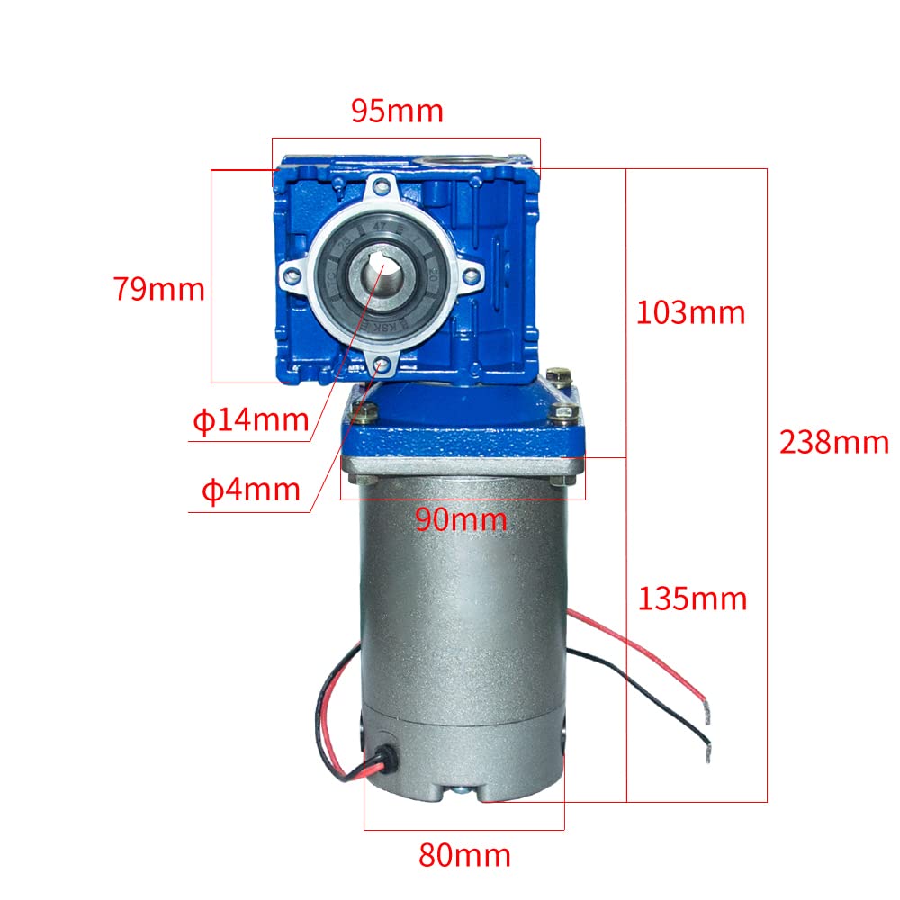 AZSSMUK NMRV030 Speed Reducer Gearbox Reduction Ratio 1:80 Square Flange 90CM*90CM with Mounting Screws