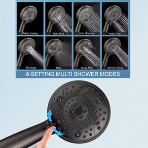 EMBATHER Shower Faucet Set with Tub Spout, 2 in 1 Bathtub Faucet Set with 8 Modes Shower Head, Single-Handle Tub Faucet Set, Shower Valve and Trim Kit, Oil-Rubbed Bronze