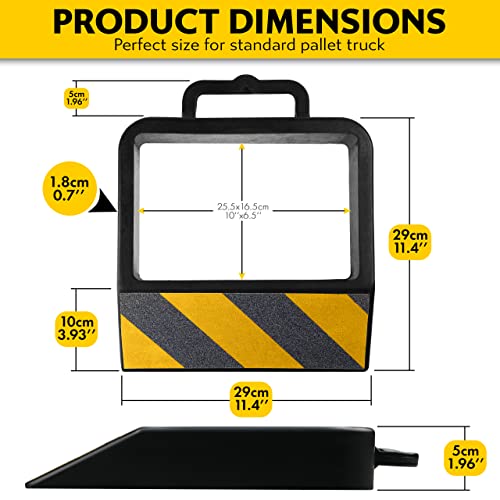 IDSWorld Jack Pallet Truck Stop Wheel Chock Heavy Duty Rubber Stopper for Safe Warehouse Moving Cargo Delivery Trucks Anti-Skid Warning Tape with Rachet 10.5ft Tiedowns Strap