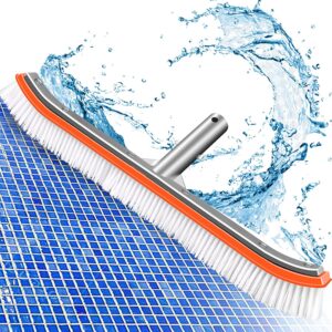 sinada pool special 18 inch extra-wide nylon pool brush, heavy duty vinyl pool brush, aluminum backed, fits standart swmming pool pole swimming pool wall cleaning brush ez clips