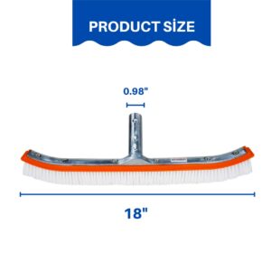 Sinada Pool Special 18 Inch Extra-Wide Nylon Pool Brush, Heavy Duty Vinyl Pool Brush, Aluminum Backed, Fits Standart Swmming Pool Pole Swimming Pool Wall Cleaning Brush EZ Clips