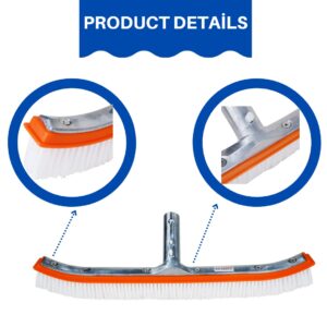 Sinada Pool Special 18 Inch Extra-Wide Nylon Pool Brush, Heavy Duty Vinyl Pool Brush, Aluminum Backed, Fits Standart Swmming Pool Pole Swimming Pool Wall Cleaning Brush EZ Clips