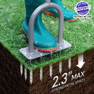 Walensee Lawn Aerator Spike Metal Manual Dethatching Soil Aerating Lawn with 15 Iron Spikes, Pre-Assembled Grass Aerator Tools for Yard, Lawn Aeration, Garden Tool, Revives Lawn Health, Patented