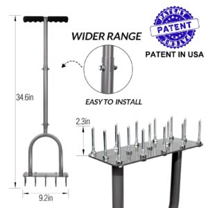 Walensee Lawn Aerator Spike Metal Manual Dethatching Soil Aerating Lawn with 15 Iron Spikes, Pre-Assembled Grass Aerator Tools for Yard, Lawn Aeration, Garden Tool, Revives Lawn Health, Patented