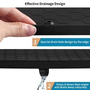 Sanbege Under Sink Mat Liner 34" x 22", Kitchen Cabinet Protector Tray with Drain Hole, Multipurpose Silicone Waterproof Mat for 36" Cabinet or Crafting, Pet Bowls, Floor Organization (Black)