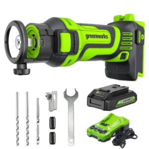 greenworks 24v speed saw rotary cut tool, 2ah battery and charger included