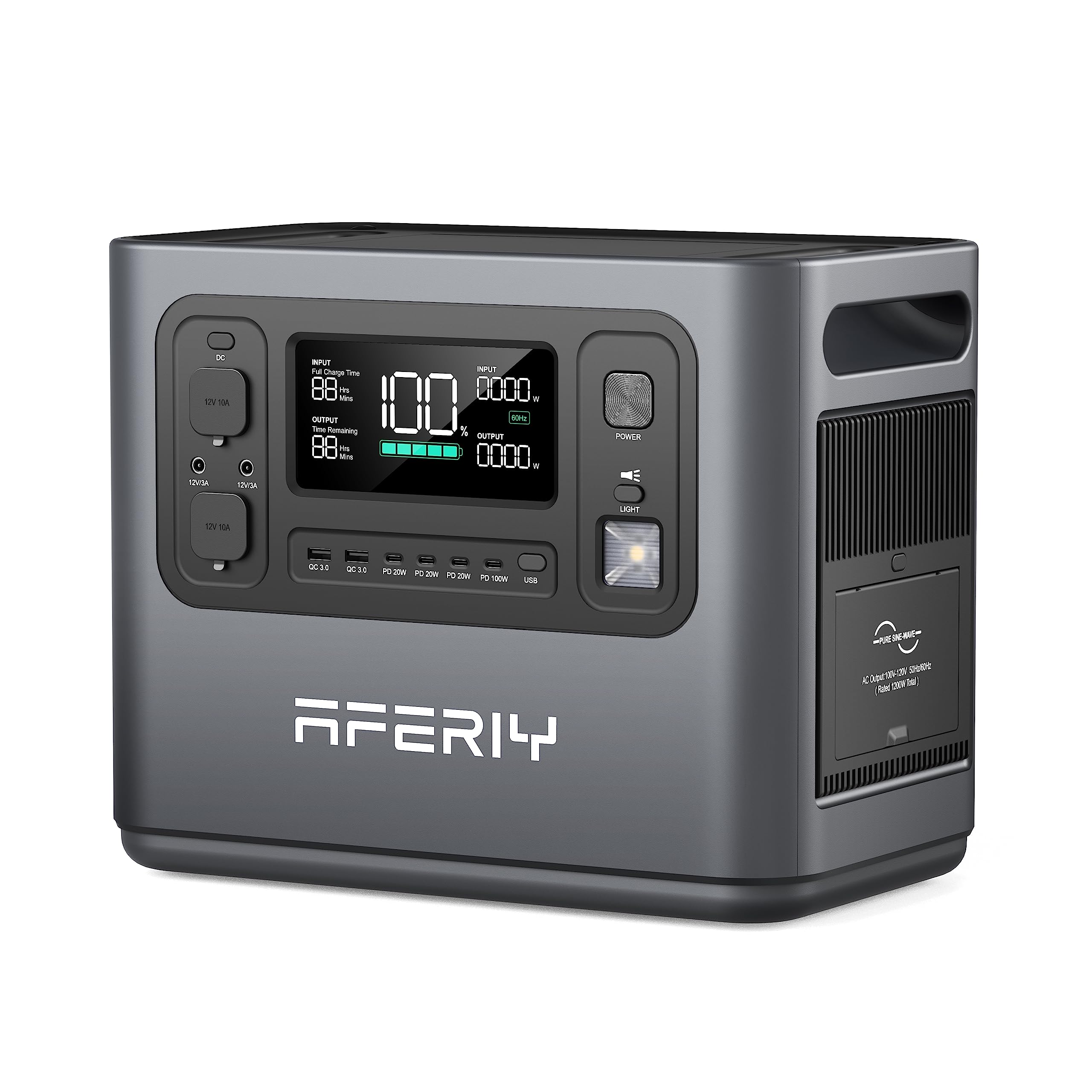 AFERIY Portable Power Station 2000W (4000Wmax) 1997Wh/624000mAh LiFePO4 UPS Pure Sine Wave, Fully Charged in 1.8 Hours, 3500 Cycles + 16 Output ports Solar Generator for Camping, RV, Home, Emergency