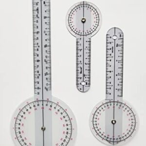 Goniometer Set 3 Pieces 12", 8", 6" Body Measuring Tape - Physical Therapy, Occupational Therapy, Fitness, Medical Protractor Angle Ruler Measuring Tool