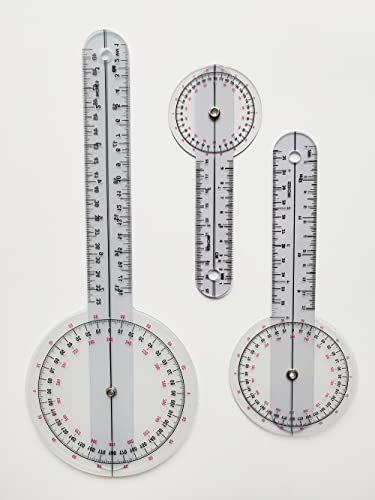 Goniometer Set 3 Pieces 12", 8", 6" Body Measuring Tape - Physical Therapy, Occupational Therapy, Fitness, Medical Protractor Angle Ruler Measuring Tool