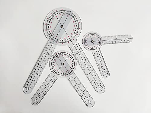 Goniometer Set 3 Pieces 12", 8", 6" Body Measuring Tape - Physical Therapy, Occupational Therapy, Fitness, Medical Protractor Angle Ruler Measuring Tool