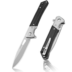 nedfoss pocket knife, 3.5" d2 blade edc folding knife with g10 handle, flipper open, deep carry pocket clip, slim gentleman's knives for men (elf prince)