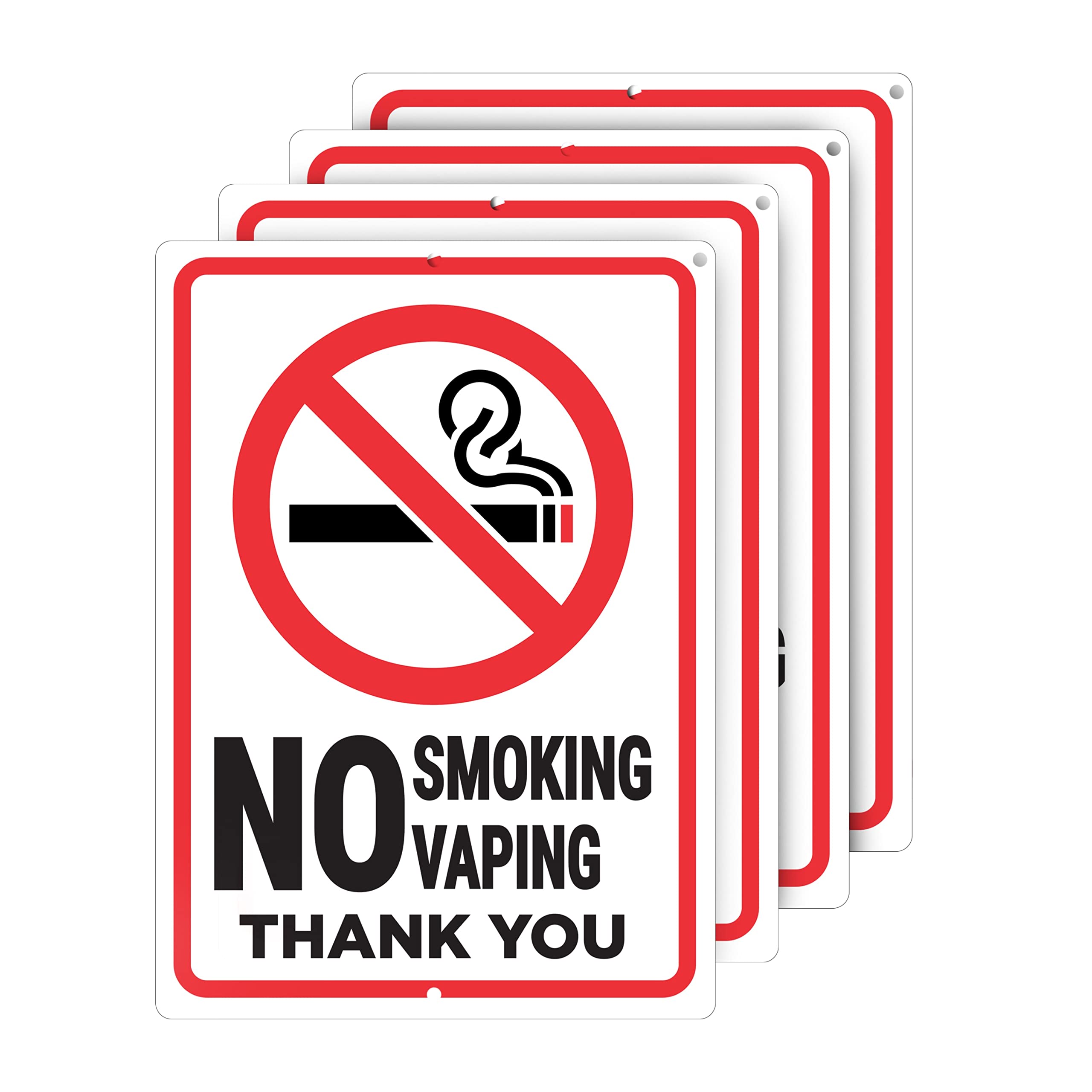 OLANZU No Smoking Signs For Business - 4 Pack 10"x7" Aluminum Sign - Engineer Grade Metal - Rust Proof & UV Protected No Smoking Sign-Indoor & Outdoor