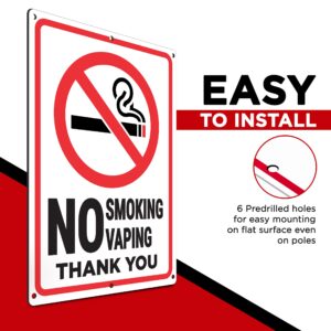 OLANZU No Smoking Signs For Business - 4 Pack 10"x7" Aluminum Sign - Engineer Grade Metal - Rust Proof & UV Protected No Smoking Sign-Indoor & Outdoor