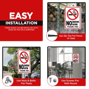 OLANZU No Smoking Signs For Business - 4 Pack 10"x7" Aluminum Sign - Engineer Grade Metal - Rust Proof & UV Protected No Smoking Sign-Indoor & Outdoor