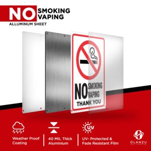 OLANZU No Smoking Signs For Business - 4 Pack 10"x7" Aluminum Sign - Engineer Grade Metal - Rust Proof & UV Protected No Smoking Sign-Indoor & Outdoor