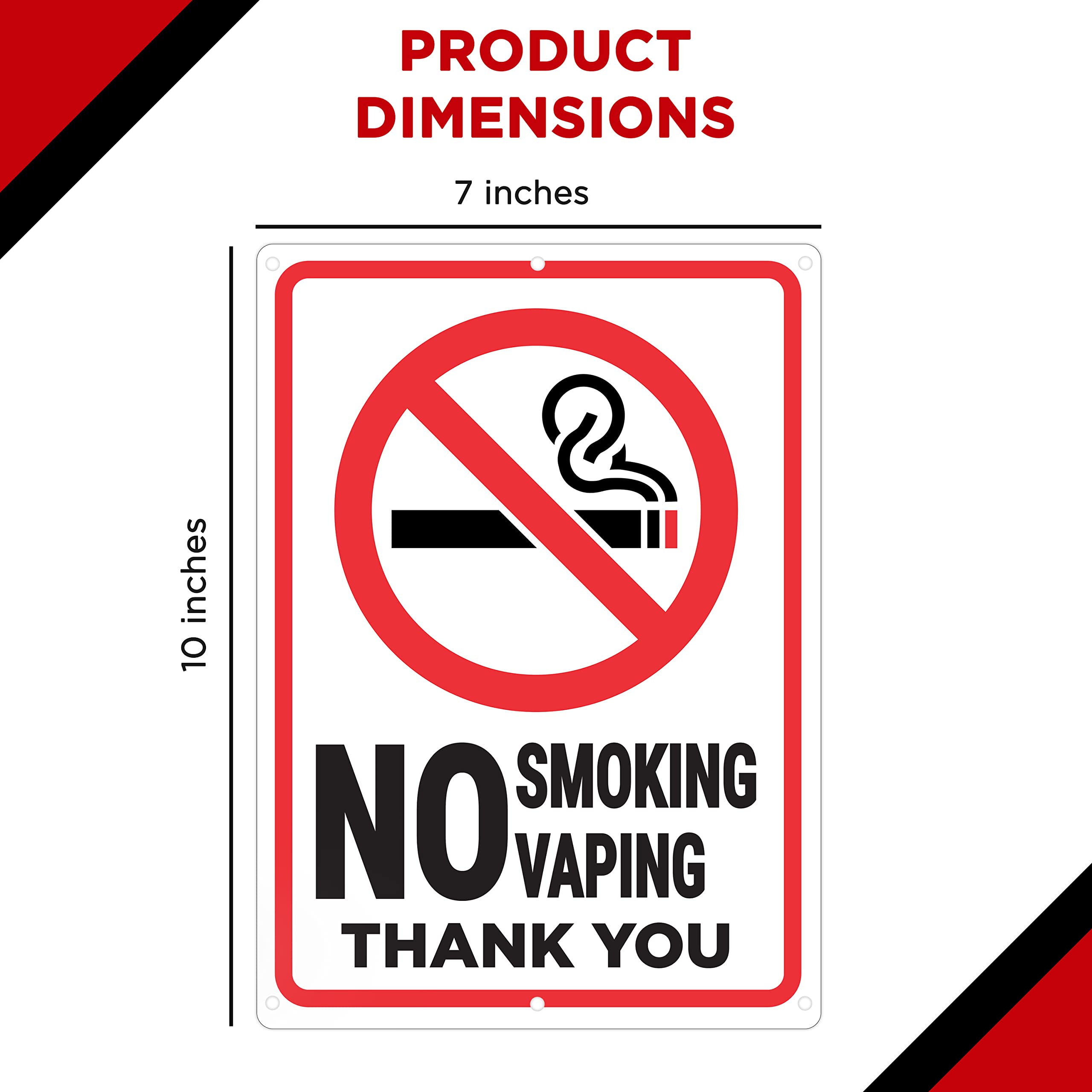 OLANZU No Smoking Signs For Business - 4 Pack 10"x7" Aluminum Sign - Engineer Grade Metal - Rust Proof & UV Protected No Smoking Sign-Indoor & Outdoor